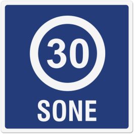 Opplysningsskilt: "30 sone", aluminium, 50 x 50 cm | Pervaco