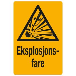 Fareskilt: "Eksplosjonsfare", metall, 200 x 300 mm | Pervaco