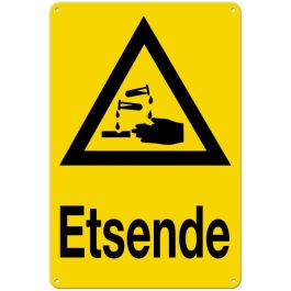 Fareskilt: "Etsende", metall, 20 x 30 cm | Pervaco