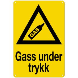Fareskilt: "Gass under Trykk", metall, 20 x 30 cm | Pervaco