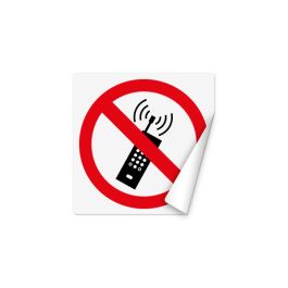 Klistremerke: Mobiltelefon forbudt, 10 x 10 cm | Pervaco